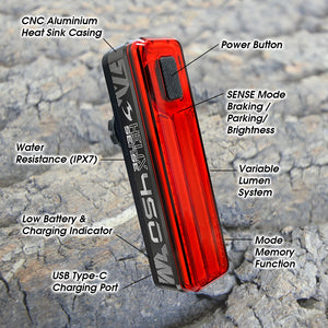 Moon Helix Sense 450 Lumens Bicycle Red Light (with brake sensing)